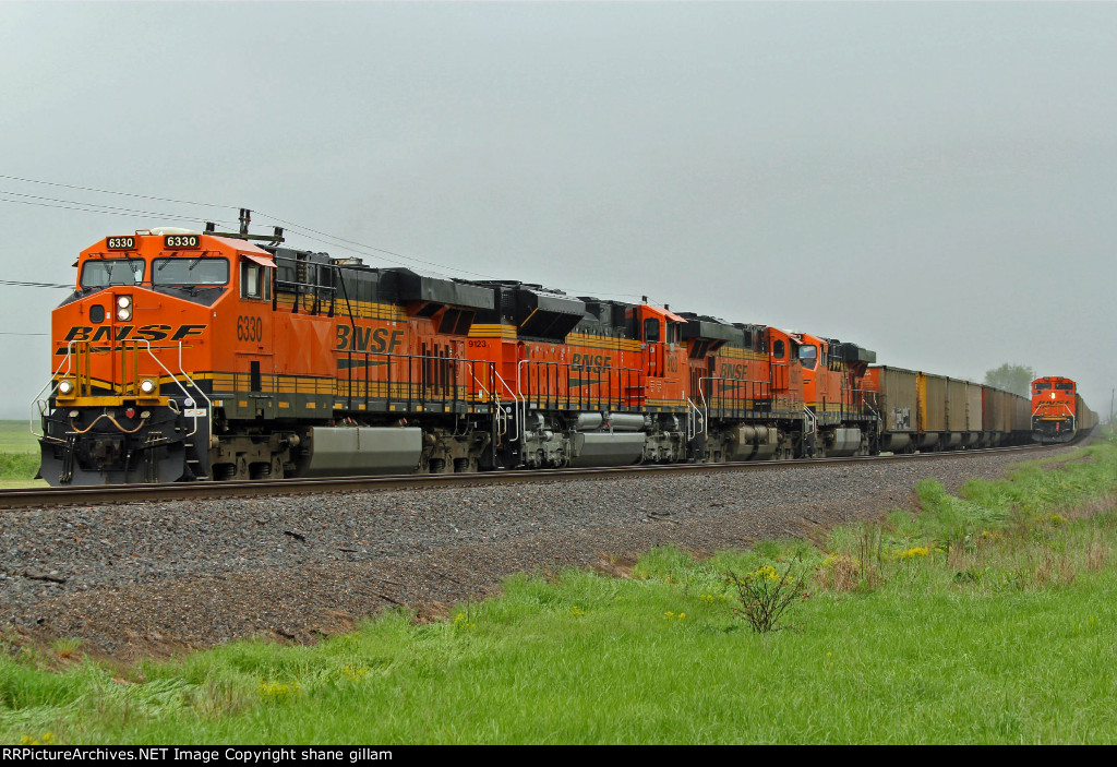 BNSF 6330 Rolls out of the siding.